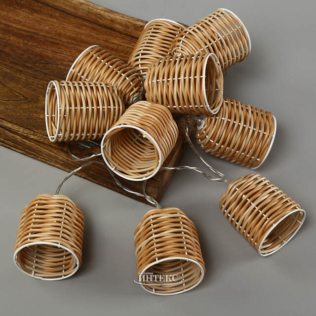 Светодиодная гирлянда на батарейках Лексингтон 1.35 м, 10 теплых белых LED, прозрачный ПВХ, IP44 ...